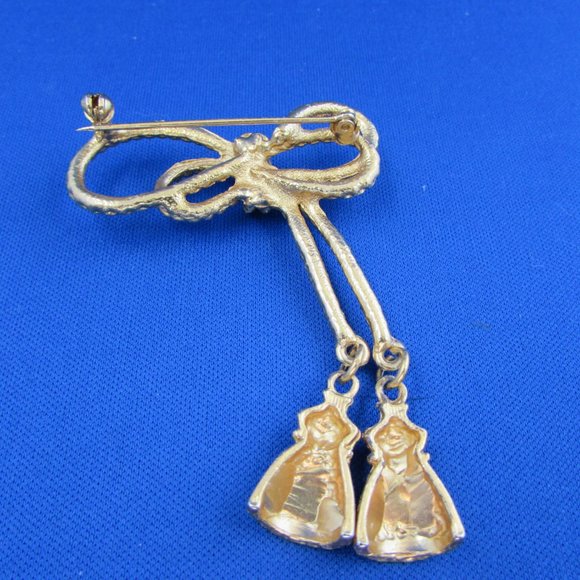 original vintage | Jewelry | Vintage 98s Gold Tone Bow Pin With Tassels ...